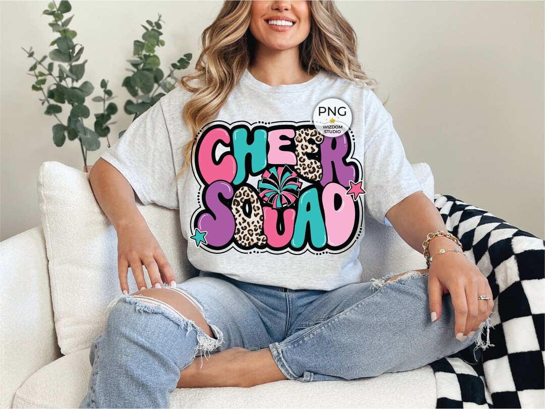 Cheer Squad PNG Image, Cheer Leopard Groovy Design, Sublimation Designs ...