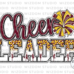Cheerleader PNG Image, Leopard Cheer Maroon Gold Design, Sublimation ...