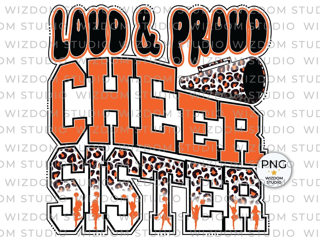 Loud & Proud Cheer Sister PNG Image, Leopard Cheer Orange Design ...