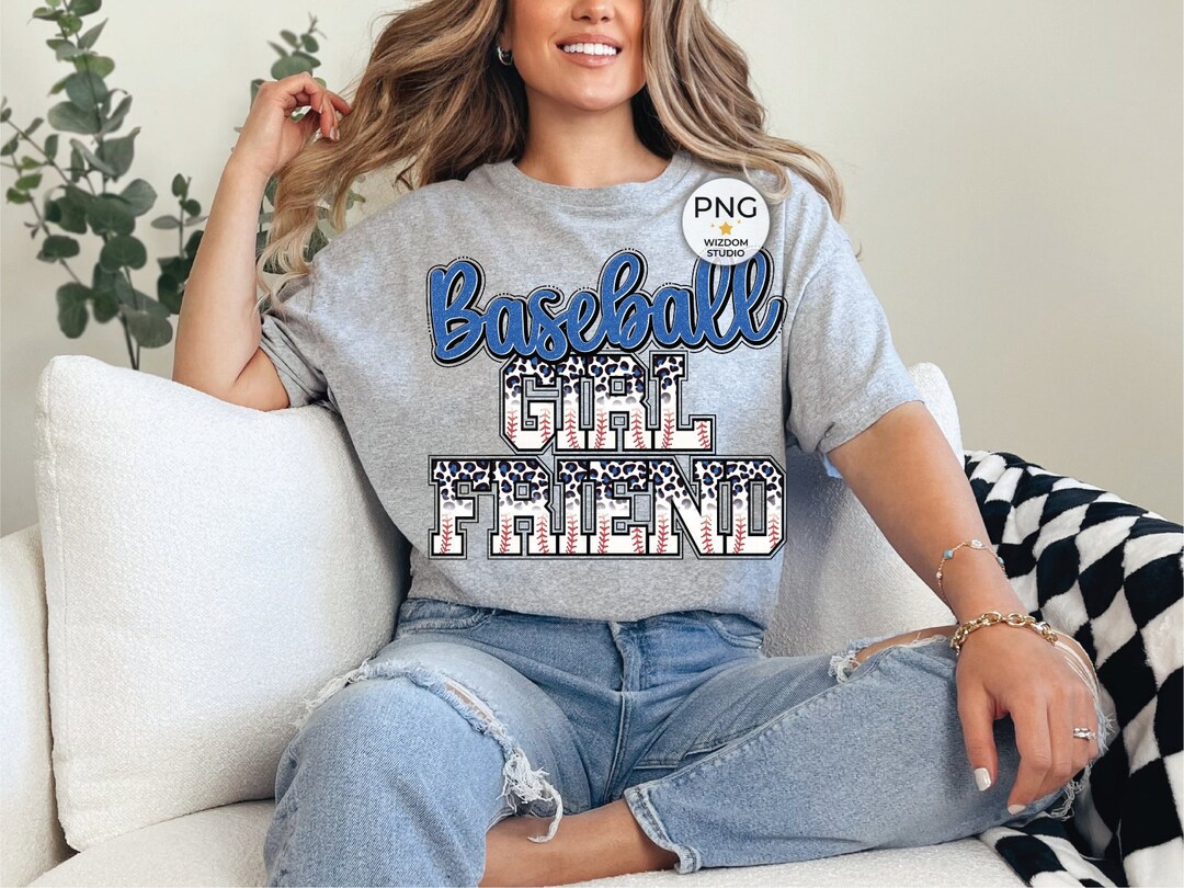 Baseball Girlfriend PNG Image, Blue Leopard Baseball Girl Design ...