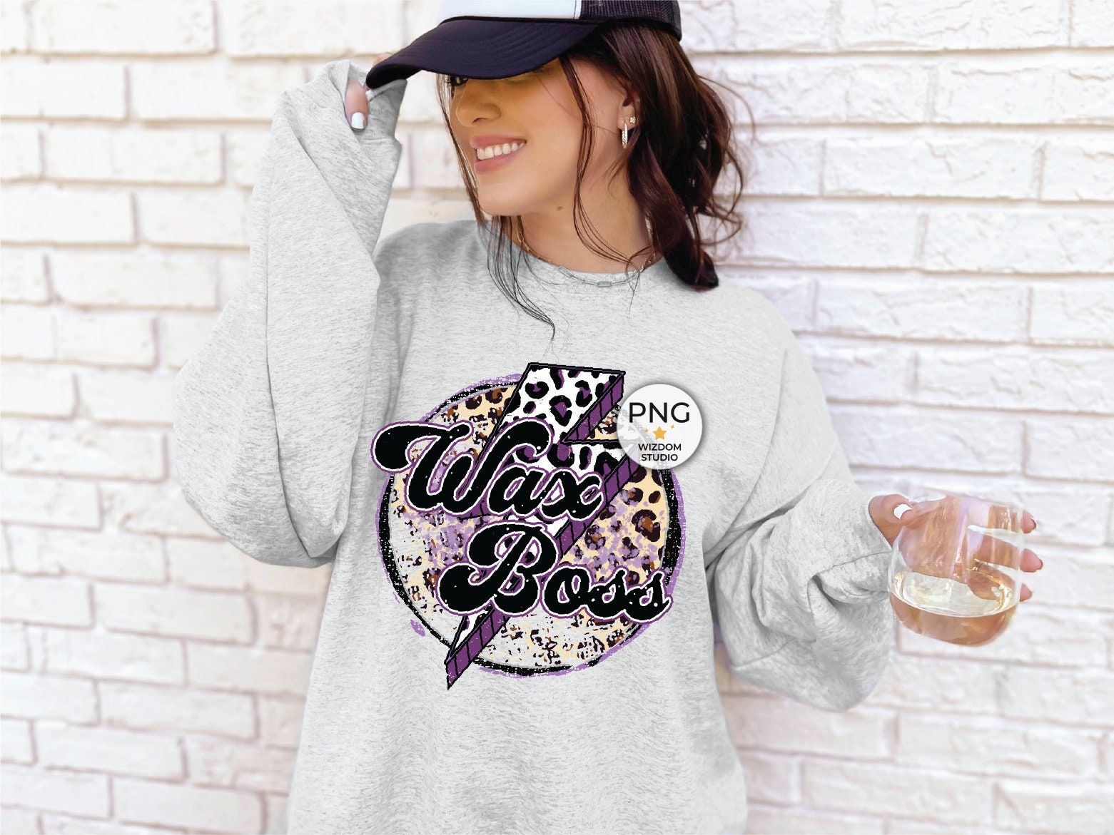 Wax Boss PNG Image, Lightning Bolt Purple Leopard Design, Sublimation ...