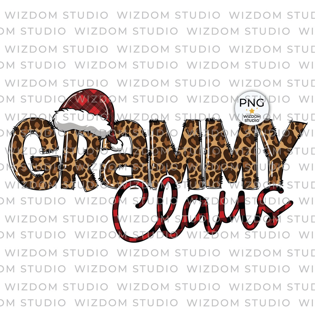 Grammy Claus PNG Image, Leopard Buffalo Plaid Design, Sublimation ...