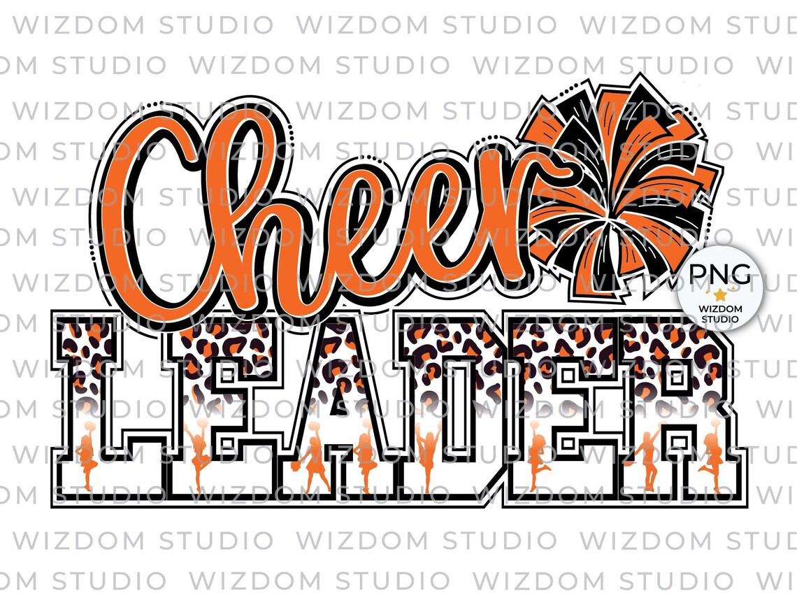 Cheerleader PNG Image Leopard Cheer Orange Design - Etsy