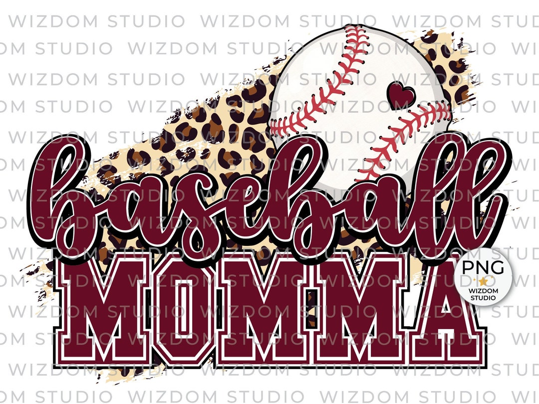 Baseball Momma PNG Image Baseball Leopard Maroon Design - Etsy