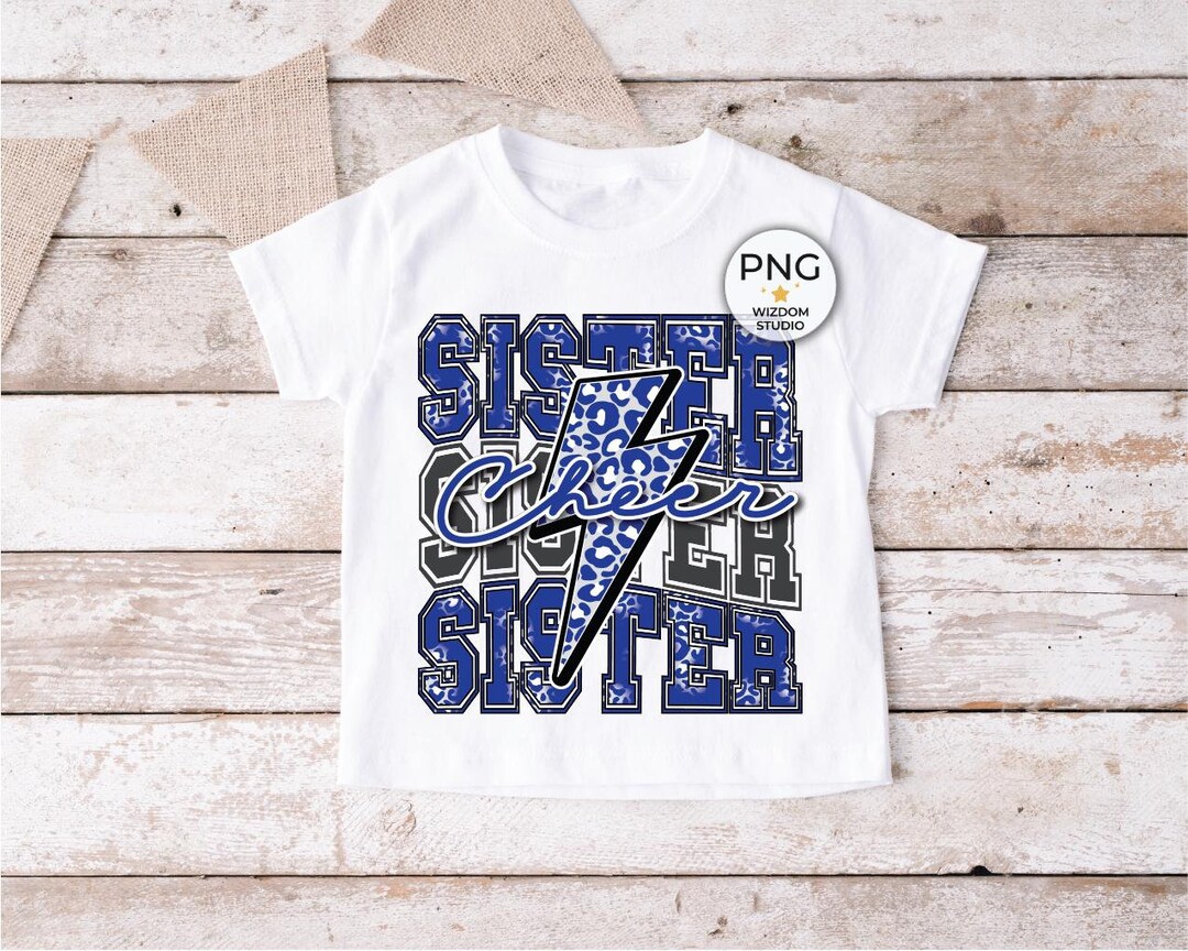Cheer Sister PNG Image, Lightning Bolt Cheer Leopard Royal Blue Design ...