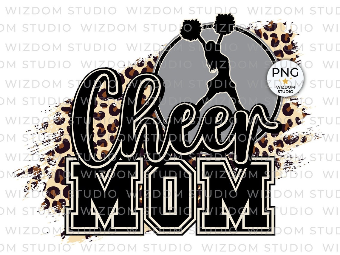 Cheer Mom PNG Image Black Cheer Leopard Background Design | Etsy