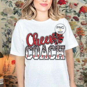 Cheer Coach PNG Image, Red Leopard Letters Cheer Design, Sublimation ...