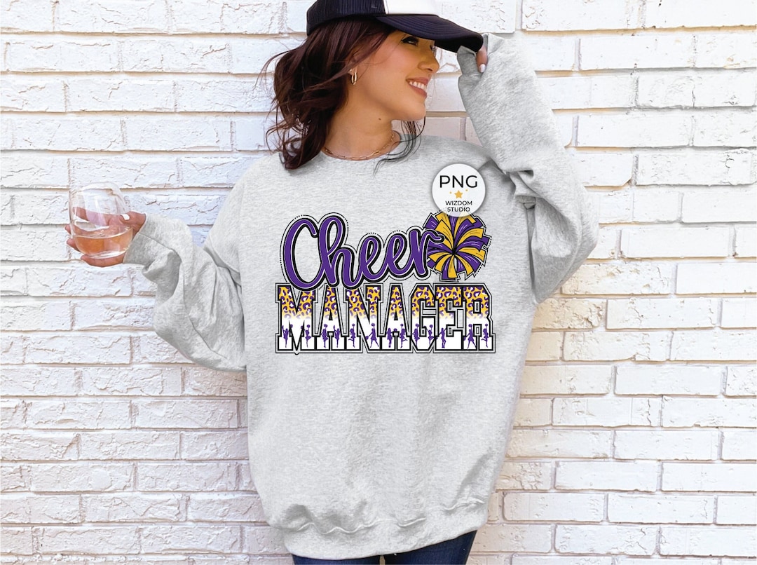 Cheer Manager PNG Image, Leopard Purple Yellow Gold Cheer Design ...