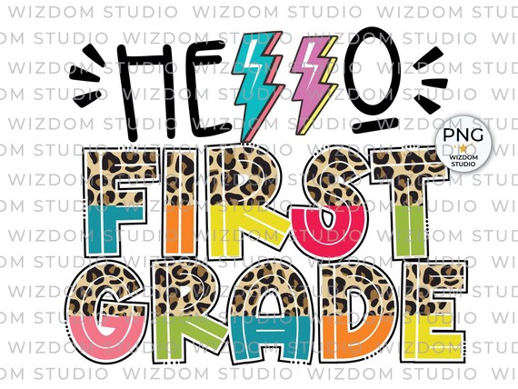 Hello First Grade PNG Image Back to School Design - Etsy