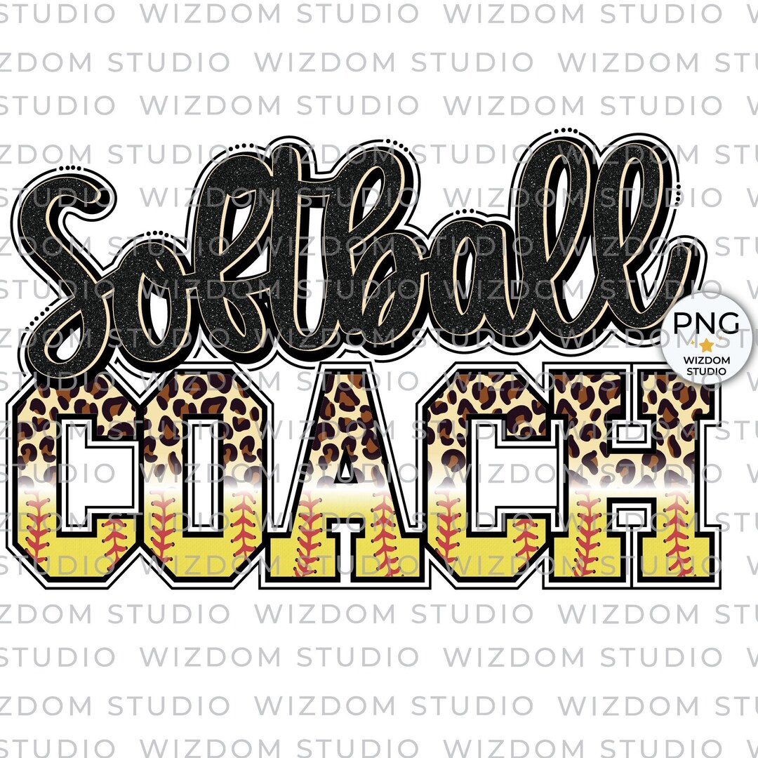 Softball Coach PNG Image, Leopard Softball Black Design, Sublimation ...