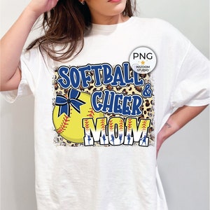Softball & Cheer Mom PNG Image, Mom of Both Leopard Blue Design ...