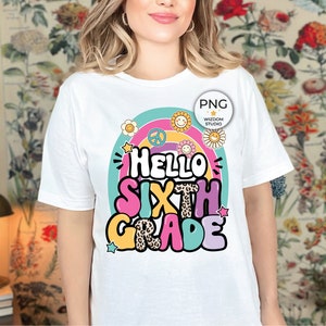 Hello Sixth Grade PNG Image, Back to School Leopard Rainbow Design ...