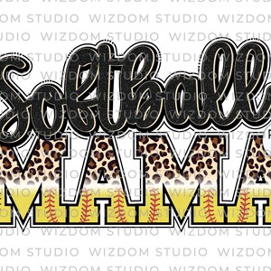 Softball Mama PNG Image, Softball Black Leopard Letters Design ...