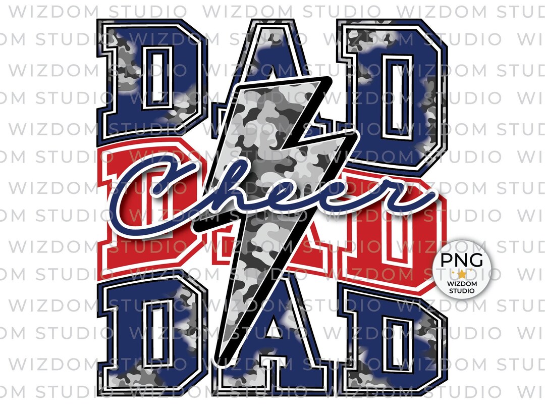 Cheer Dad PNG Image Lightning Bolt Cheer Blue Red Design - Etsy