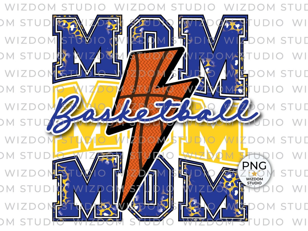 Basketball Mom PNG Image, Blue Yellow Gold Basketball Lightning Bolt ...