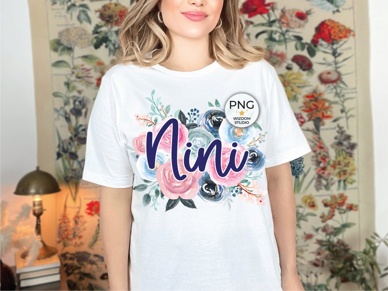 Nini PNG Image, Floral Nini Design, Sublimation Designs Downloads, PNG ...
