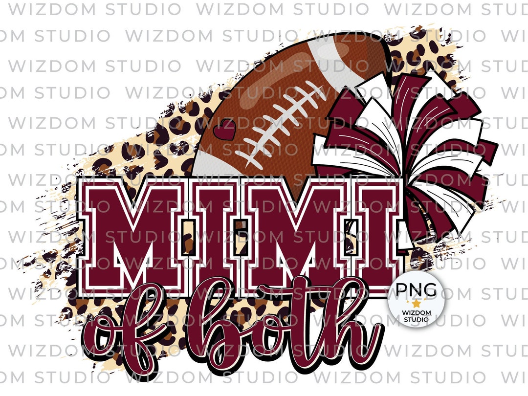Mimi of Both Football and Cheer PNG Image Leopard Maroon - Etsy