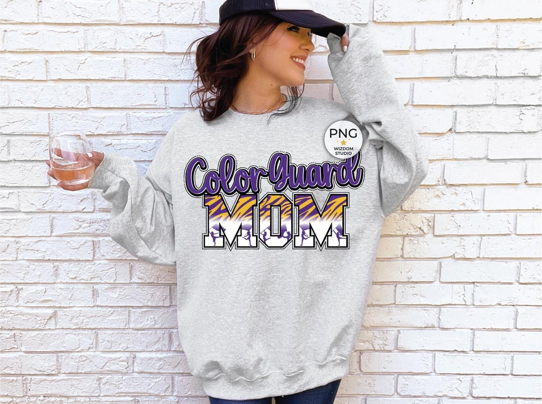 Color Guard Mom PNG Image, Tiger Stripes Color Guard Purple Gold Design ...