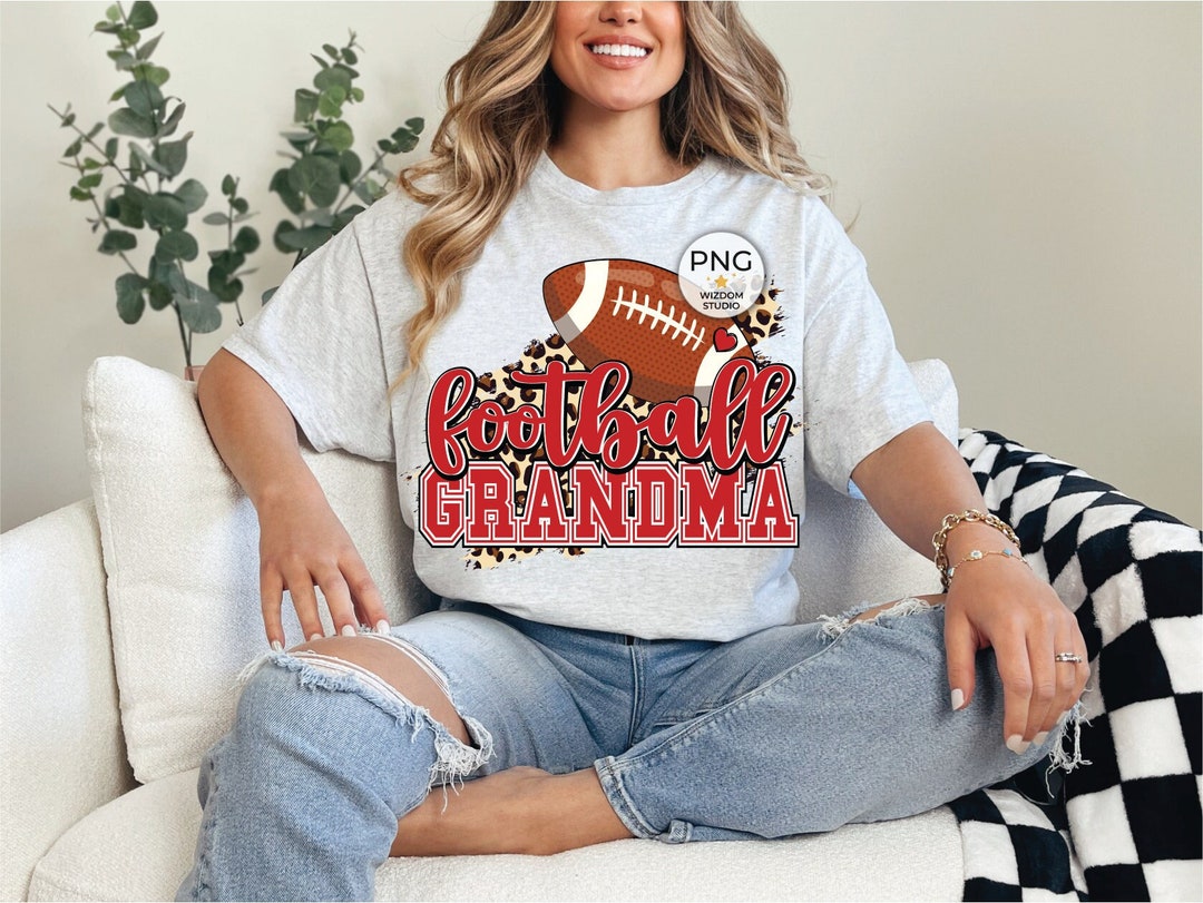 Football Grandma PNG Image, Football Red Leopard Design, Sublimation ...