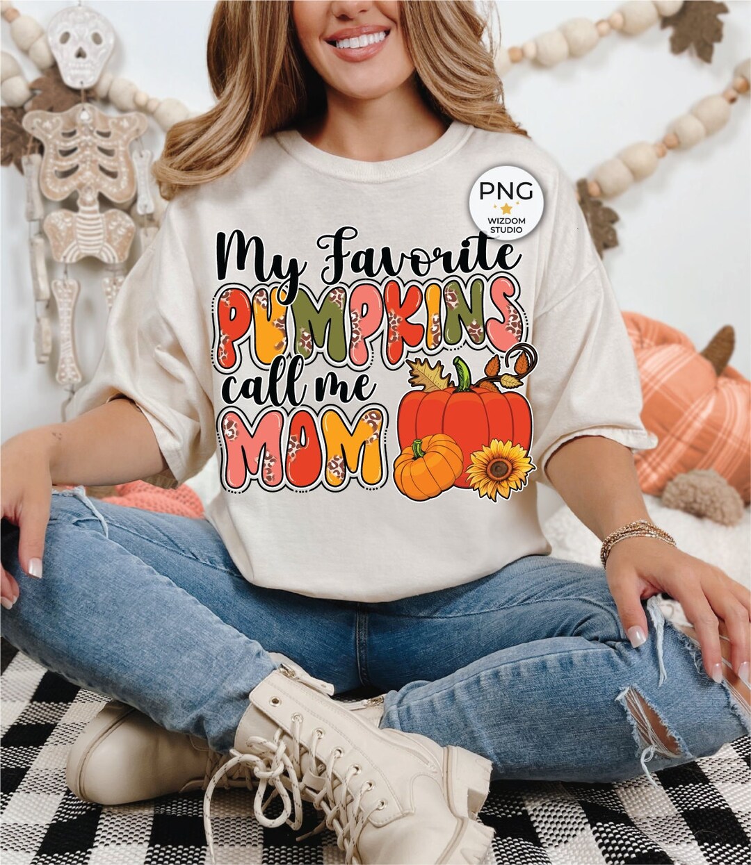 My Favorite Pumpkins Call Me Mom PNG Image, Fall Pumpkin Leopard Design ...
