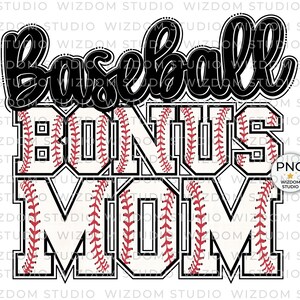 Baseball Bonus Mom PNG Image, Baseball Lace Black Design, Sublimation ...