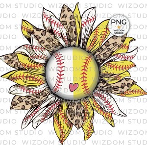 Baseball Softball Sunflower PNG Image, Baseball Softball Leopard ...