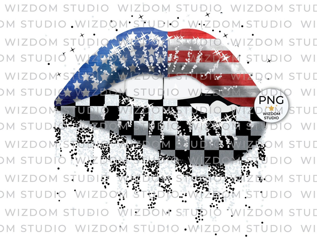 Racing PNG Image American Flag Checkered Flag Dripping Lip - Etsy