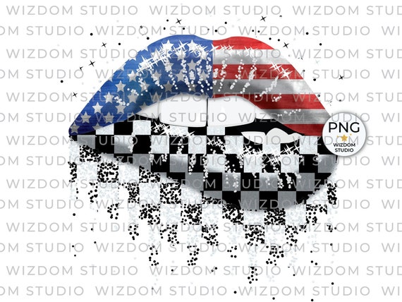 Racing PNG Image American Flag Checkered Flag Dripping Lip | Etsy