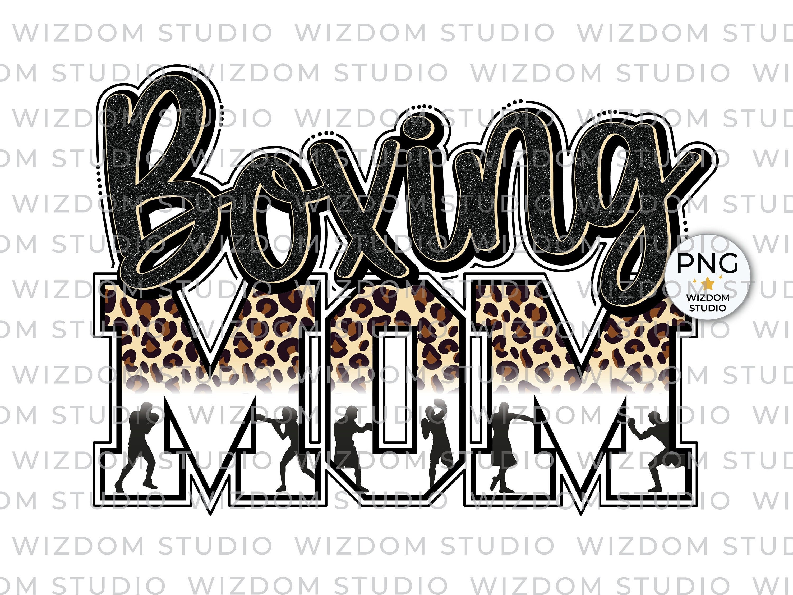 Boxing Mom PNG Image Black Leopard Letters Boxing Design - Etsy