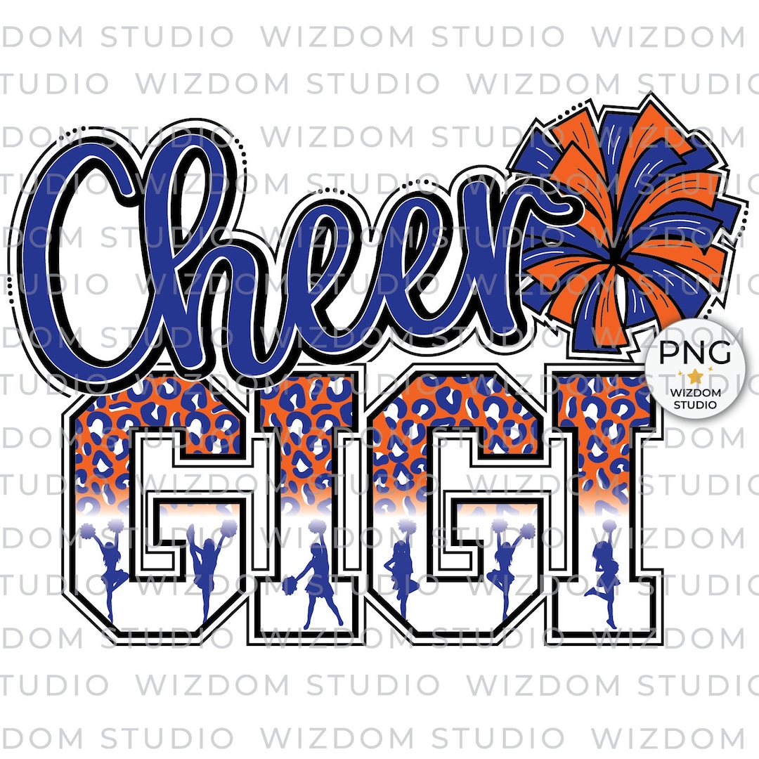 Cheer Gigi PNG Image, Royal Blue Orange Cheer Design, Sublimation ...