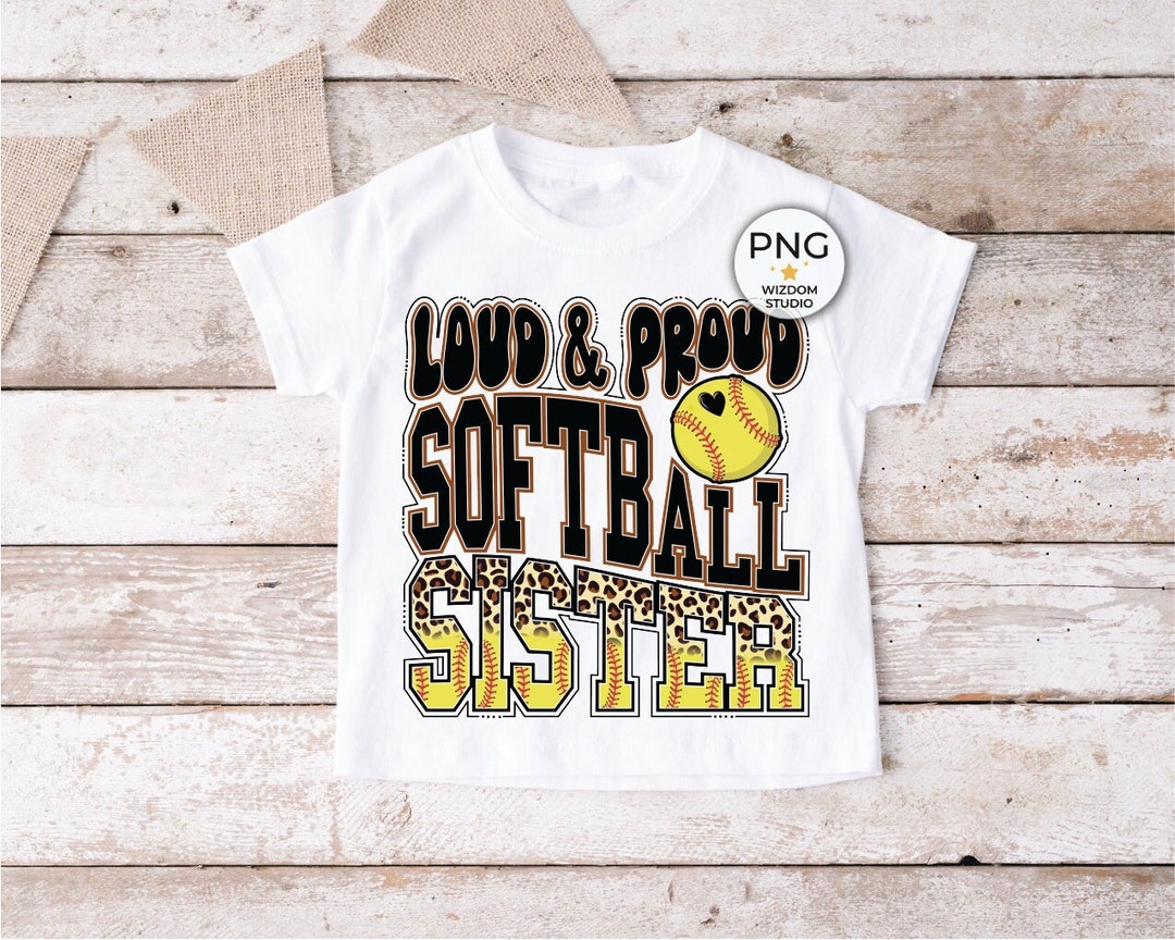 Loud & Proud Softball Sister PNG Image, Leopard Softball Girl Black ...