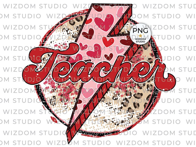 Teacher PNG Image Teacher Red Heart Lightning Bolt Valentine - Etsy
