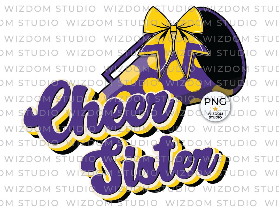 Cheer Sister PNG Image Megaphone Purple Gold Design - Etsy