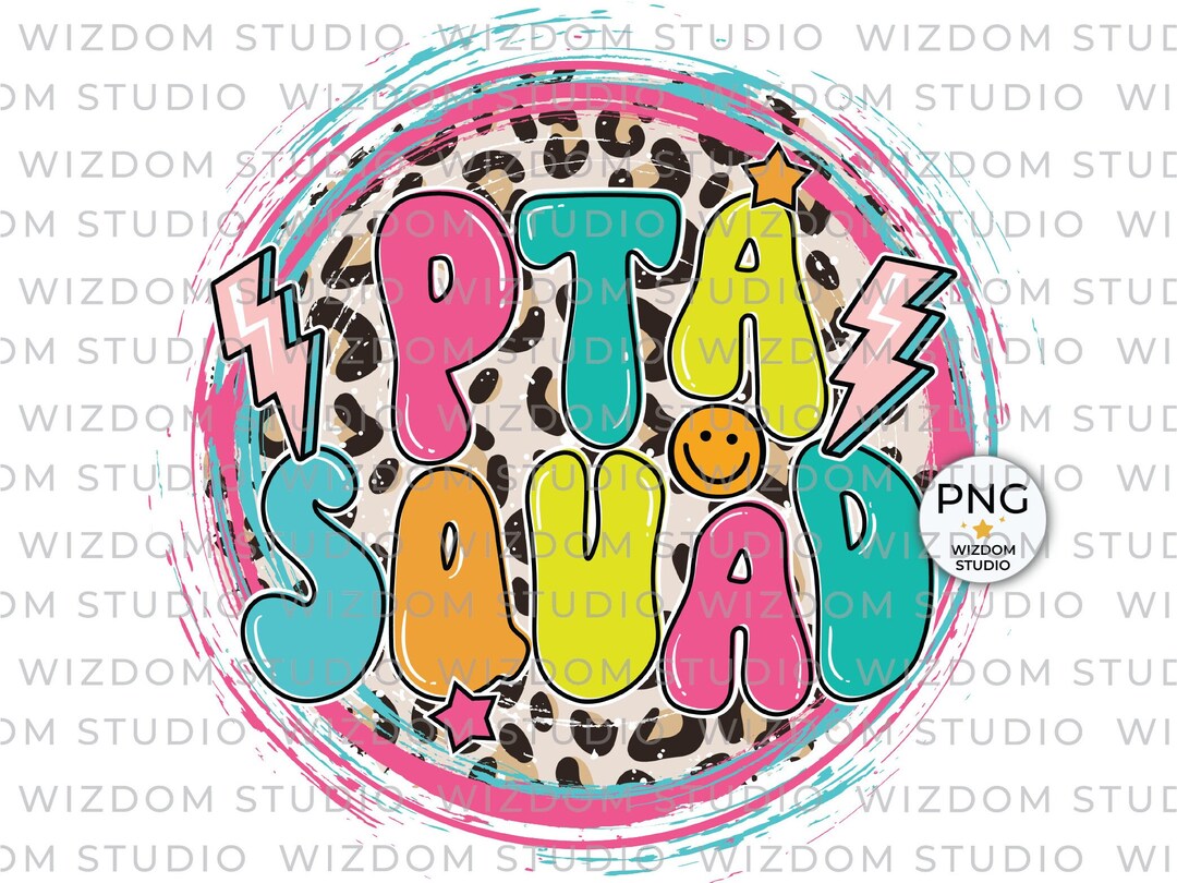 PTA Squad PNG Image, Leopard Lightning Bolt School Design, Sublimation ...