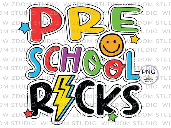 Preschool Rocks PNG Image Back to School Lightning Bolt - Etsy