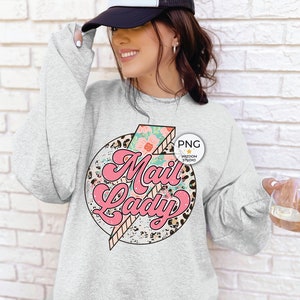 Mail Lady PNG Image, Pink Floral Lightning Bolt Mail Lady Design ...