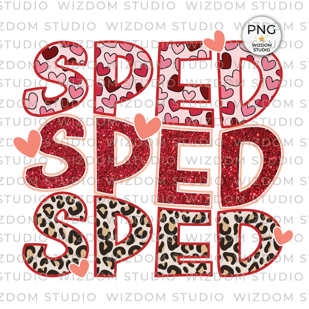 Sped PNG Image, Valentine Heart Leopard Red Glitter Design, Sublimation ...