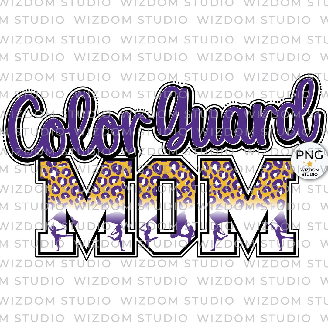 Color Guard Mom PNG Image, Leopard Color Guard Purple Gold Design ...