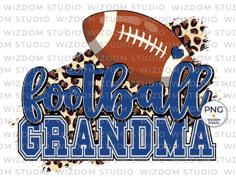 Football Grandma PNG Image Football Blue Leopard Design - Etsy