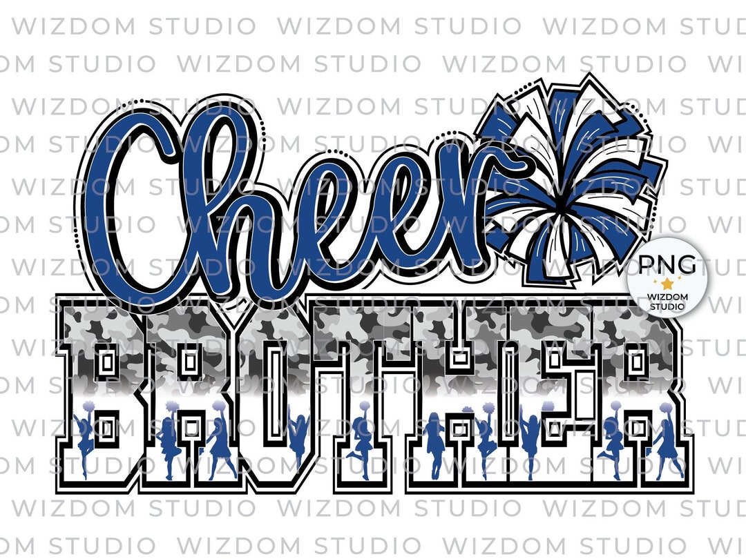 Cheer Brother PNG Image, Camo Letters Blue Design, Sublimation Designs ...