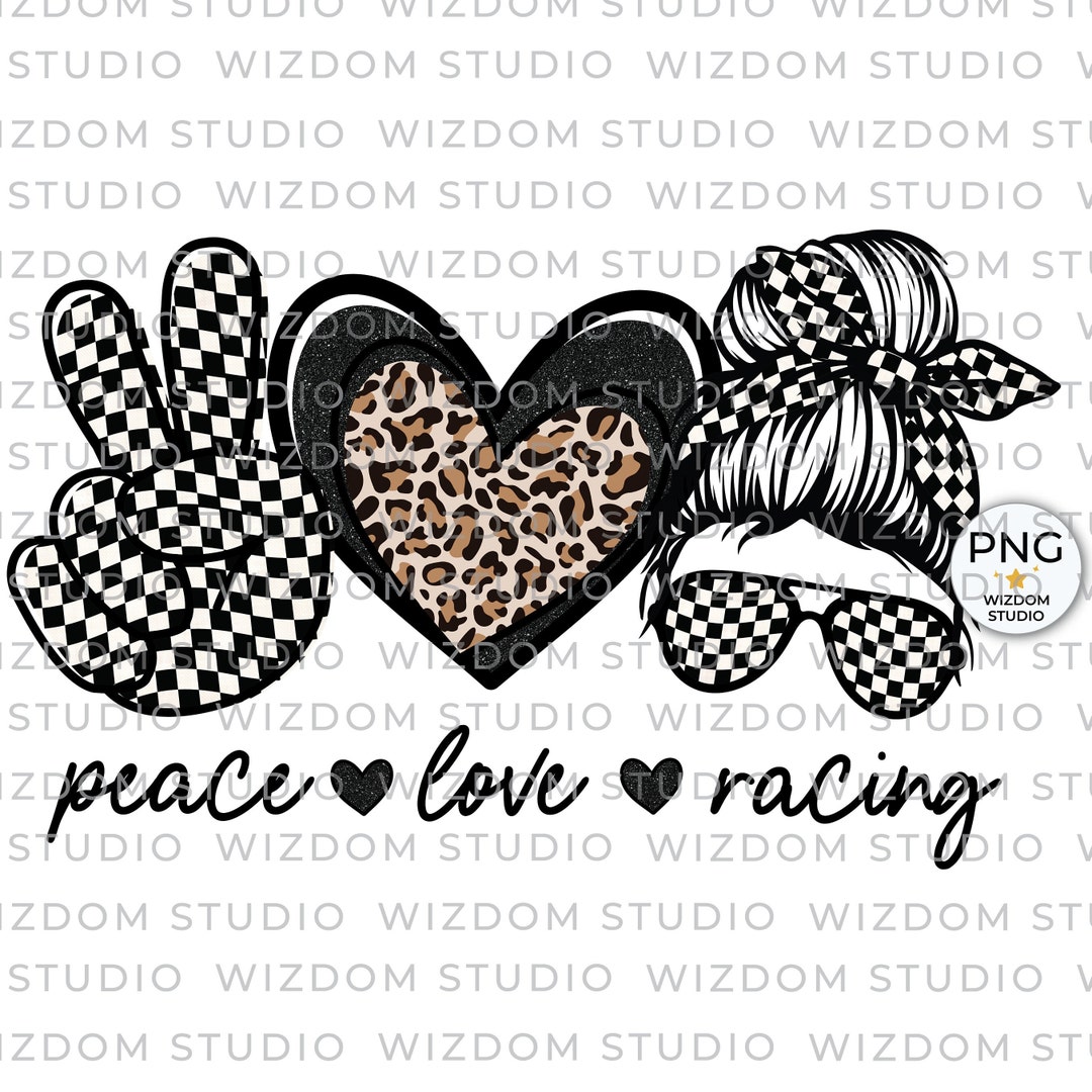 Peace Love Racing PNG Image Checkered Flag Black Design - Etsy
