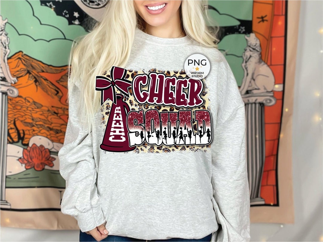 Cheer Squad PNG Image, Cheer Leopard Maroon Design, Sublimation Designs ...