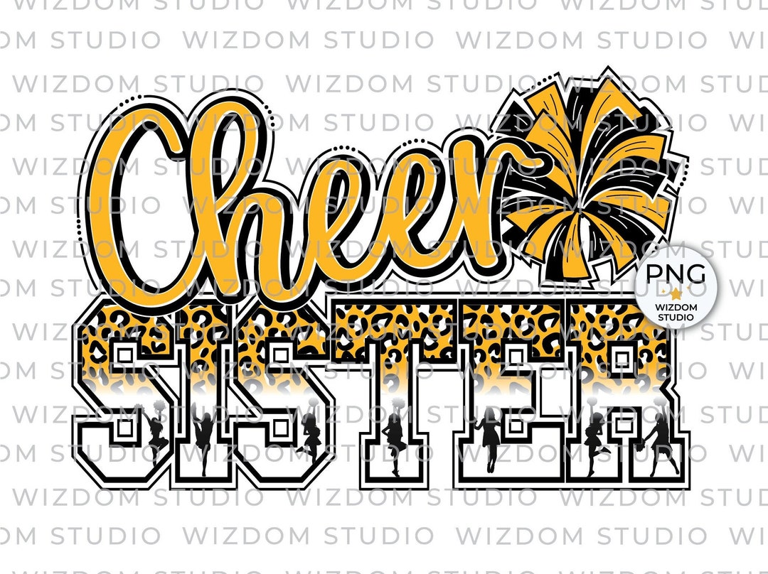 Cheer Sister PNG Image, Yellow Cheer Leopard Design, Sublimation ...