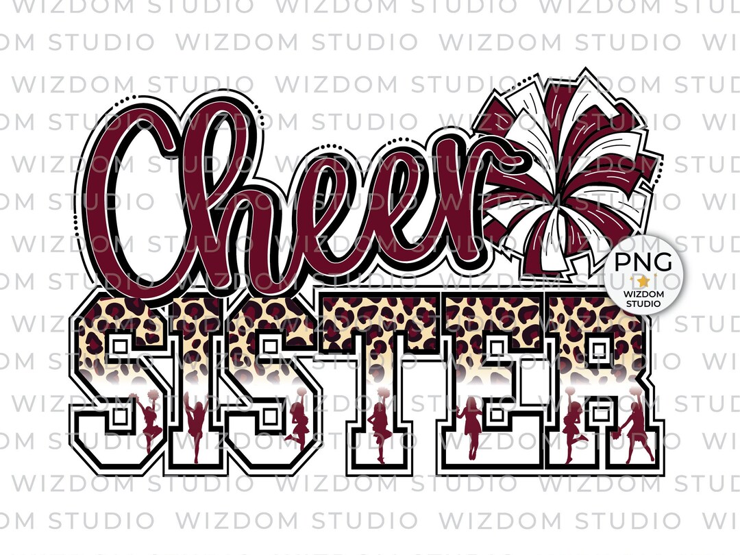 Cheer Sister PNG Image Maroon Cheer Leopard Design - Etsy