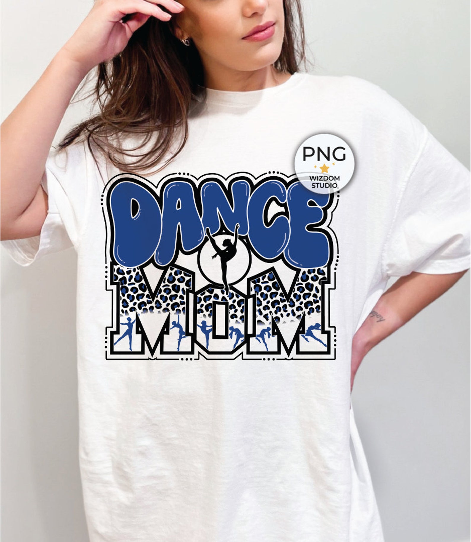 Dance Mom PNG Image, Dance Leopard Groovy Blue Design, Sublimation ...