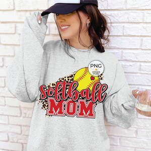 Softball Mom PNG Image, Leopard Red Design, Transparent PNG ...