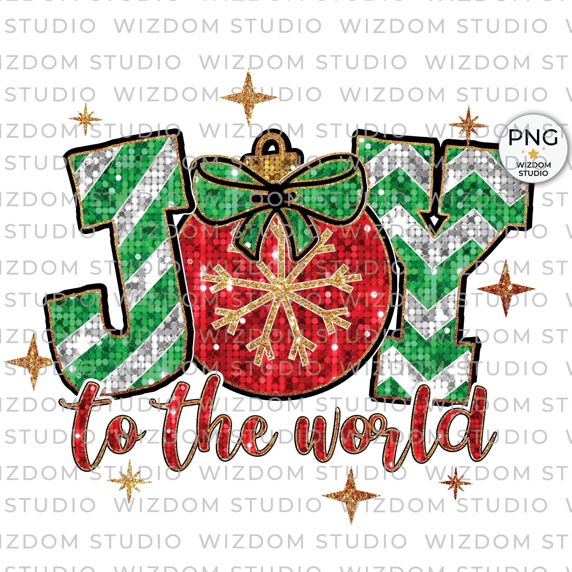 Joy to the World PNG Image, Christmas Faux Sequin Design, Sublimation ...