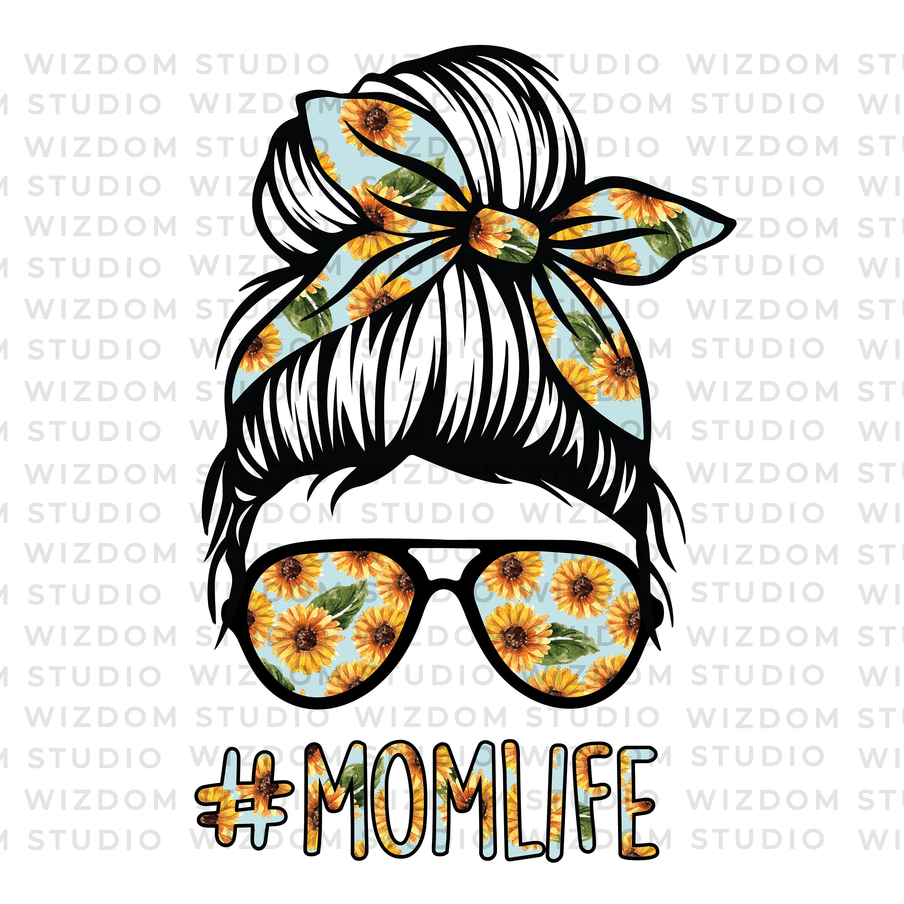 Mom Life Png Image Sunflower Messy Bun Momlife Design Etsy Uk