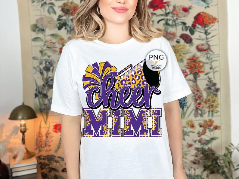 Cheer Mimi PNG Image, Leopard Cheer Purple Gold Design, Sublimation ...