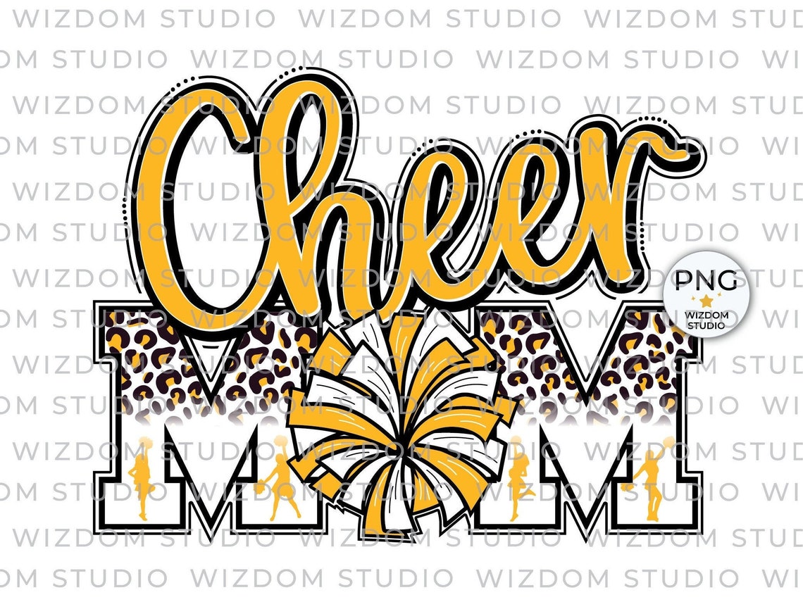 Cheer Mom PNG Image Yellow Leopard Letters Cheer Design | Etsy